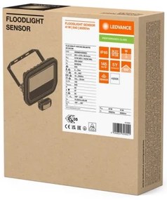 LED reflektor s pohybovým čidlem LEDVANCE FLOODLIGHT černý 41W/27W 6000lm/4000lm 4000K neutrální bílá IP65