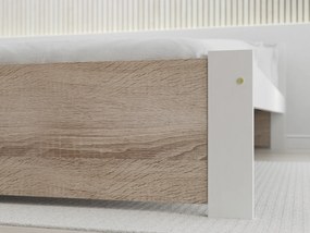 Postel IKAROS 160 x 200 cm, bílá/dub sonoma Rošt: S laťkovým roštem, Matrace: Bez matrace