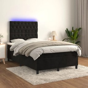 Box spring postel s matrací a LED černá 120x200 cm samet 3136295