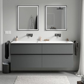 Koupelnová skříňka LAVOA 160 cm s umyvadlem z minerálního odlitku BRUXELLES - možnost volby barvy