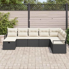 Set pohovek 8 ks 8-Počet míst Černá a krémová polyratan 3359226