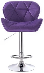 LuxuryForm Barová židle MILANO VELUR na kulaté stříbrné podstavě - fialová