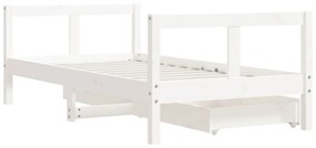 Dětská postel se zásuvkami bílá 80x160 cm masivní borové dřevo - Default Title