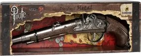 Pistole pirátská Gonher 15594, kovová, stříbrná hlaveň