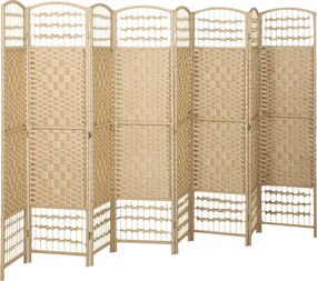 HOMCOM vnitřní paravent z dřeva, dělicí stěna skládací, 8 panelů, 320 x 170 cm, přírodní dřevo