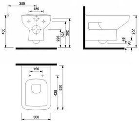 CREAVIT Sphinx závěsné WC s integrovaným bidetem, SP320