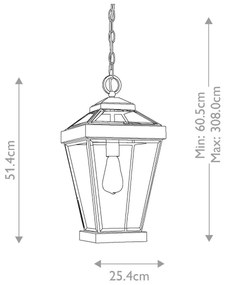 Quoizel QZ-RAVINE8-L - Venkovní lustr na řetězu RAVINE 1xE27/60W/230V IP23 hnědá