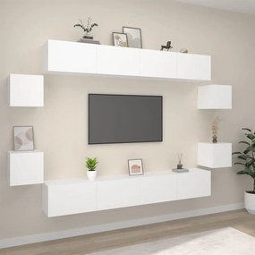 8dílný set TV skříněk bílý kompozitní dřevo 3114222