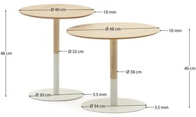 Kulaté odkládací stolky v dekoru dubu v sadě 2 ks Watse – Kave Home