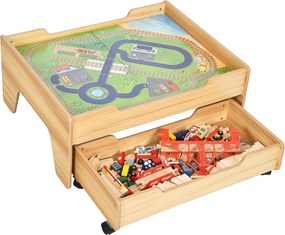 Costway Dřevěný dětský železniční vláček Dřevěný vláček Set Activity Table