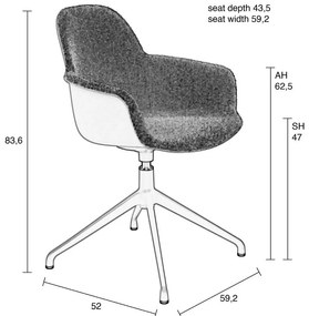 Bílá látková konferenční židle ZUIVER ALBERT KUIP s područkami II.