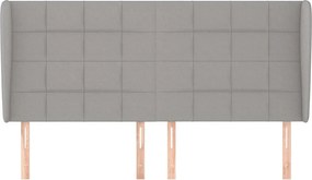 Čelo postele typu ušák světle šedé 183x23x118/128 cm textil 3117970