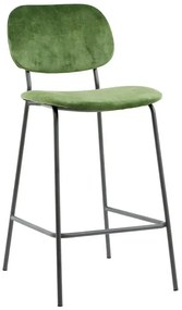 Sametová barová židle EMMA OLIVE GREEN