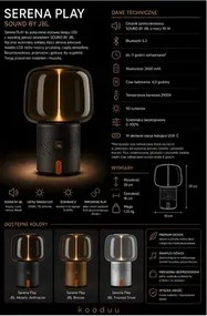 Serena Play šedá / Přenosná lampa s reproduktorem