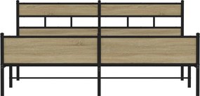 Kovový rám postele bez matrace dub sonoma 200 x 200 cm 3308507