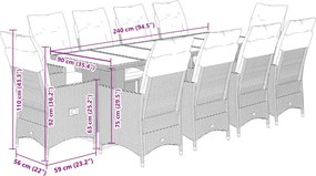 11dílný zahradní bistro set s poduškami hnědý polyratan 3277264