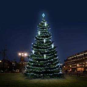 LED světelná sada na vánoční stromy vysoké 12-14 m, ledová bílá s padajícím sněhem