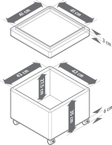 Tchibo - Taburet na kolečkách s podnosem - barva: šedá