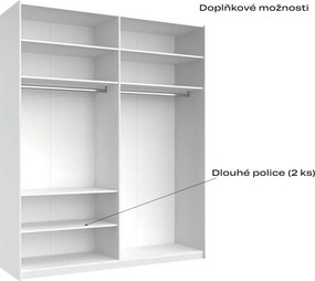Skříň s posuvnými dveřmi 2,0x2,4m (Dveře Lesklé Bílé/Zrcadlo), série N Family