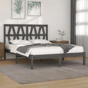 Rám postele šedý masivní borovice 150 x 200 cm King Size,  3104005