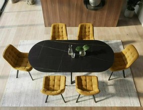 Jídelní rozkládací stůl Gaston 140/180 cm keramika černý mramor/černý