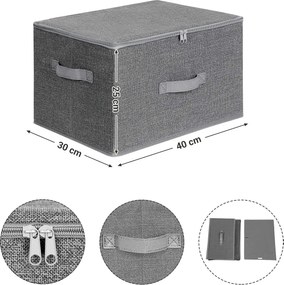 Skládací úložné boxy s víkem, 3 kusy, šedé