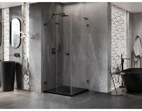 Mexen Lunar-F L, skládací sprchový kout levý 80 x 80 cm, 8mm čiré sklo, černý profil, 836L-080-080-70-00-L