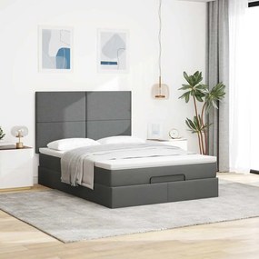 Osmanský rám postele s matrací tmavě šedá 140x200cm textil 3313928