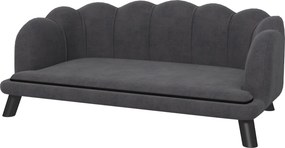 PawHut luxusní pohovka pro psy s dřevěnou opěrkou zad tmavě šedá 98,5x60,5x35,5cm | Aosom