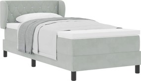 Postel s boxspringem s čelo Světle šedá 90 x 190 cm samet 3340310