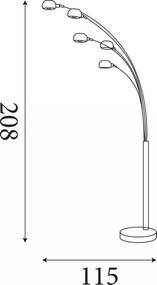 Searchlight EU3085-5CWH Stojací oblouková lampa GIRAFFE bílé sklo, mramor