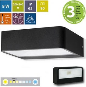LED svítidlo McLED Cygnus, 8W, 3000K, IP65, černá ML-518.001.19.0