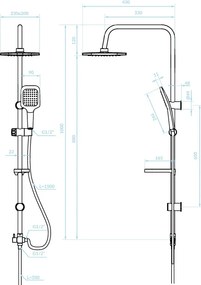 Kuchinox BORGO, sprchový sloup s hlavovou a ruční sprchovou hlavicí 100cm, chromová, LAV-PKG_00KX