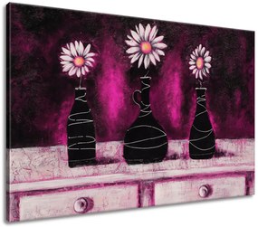 Gario Ručně malovaný obraz Kopretinové růžové trio Rozměry: 70 x 100 cm