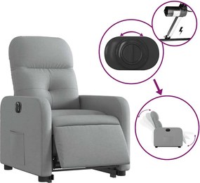 Elektrické zvedací polohovací křeslo světle šedé textil 3206813