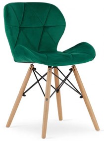 Set tří jídelních židlí LAGO zelené (hnědé nohy) (3ks)