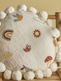 Bloomingville Kulatý vyšívaný polštář Agnes Ø 40 cm, multi barva, textil