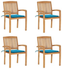 Stohovací zahradní židle s poduškami 4 ks masivní teak 3073214