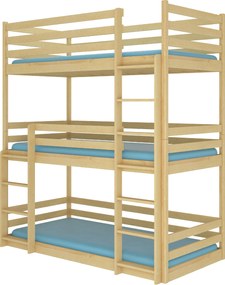 ADRK Furniture Třílůžková patrová postel TEDRO 200x90 CH-Ted-PINE-208-E1732