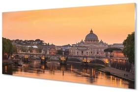 Obraz na skle řeka Řím Sunset mosty budovy 120x60 cm