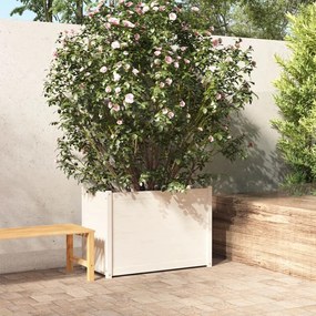 Zahradní truhlík bílý 100 x 50 x 70 cm masivní borovice,  810735