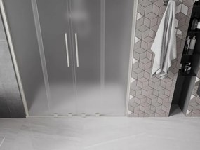 Mexen Velar Duo, posuvné sprchové dveře do otvoru 150 cm, 8mm sklo námraza, broušená ocel, 871-150-000-32-97