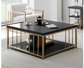 Designový konferenční stolek Natine 90 cm antracitový/zlatý
