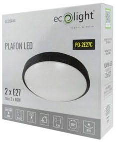 BERGE Kulaté černé přisazené stropní svítidlo N/T 2x E27 + 2x LED žárovka