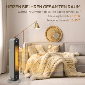 HOMCOM Elektrické topení, 3 režimy, 12hodinový časovač, LED displej, oscilační funkce