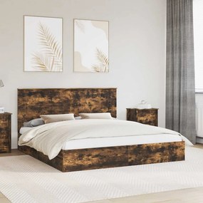 Postel s úložným prostorem se zásuvkou Kouřový dub 180 x 200 cm 3411184