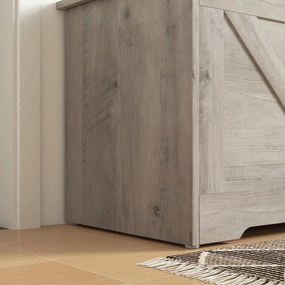HOMCOM úložný truhla do ložnice 100 L, sedací truhla s víkem, bezpečnostní panty, 80x40x45 cm, šedá