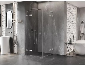 Mexen Lunar L Duo výklopný sprchový kout 100 x 100 cm, 8mm čiré sklo, chromový profil, 834L-100L-100P-01-00