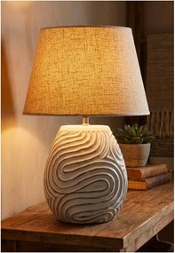 Krémová stolní lampa z polyresinu s textilním stínidlem (výška 55 cm) Oblix – Mauro Ferretti