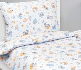 Bellatex Bavlněné povlečení dětské Junior Modrá,Žlutá 140x200 cm, 70x90 cm